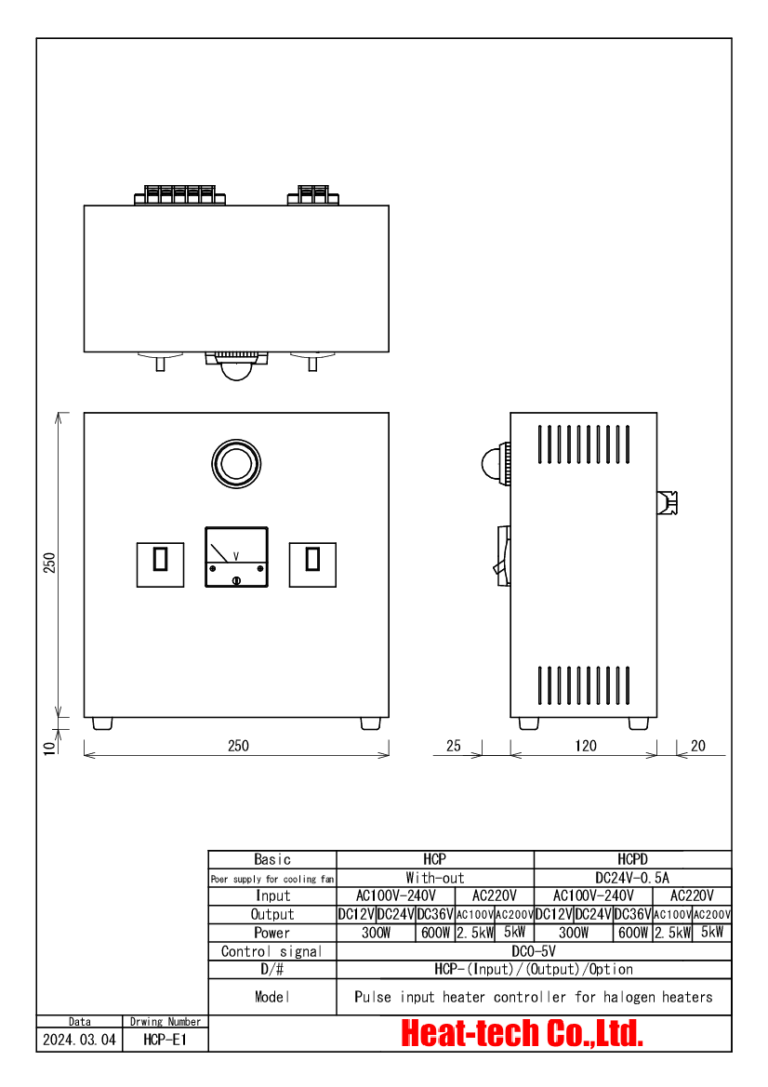 Pulse input heater controller for halogen heater HCP series | HEAT-TECH
